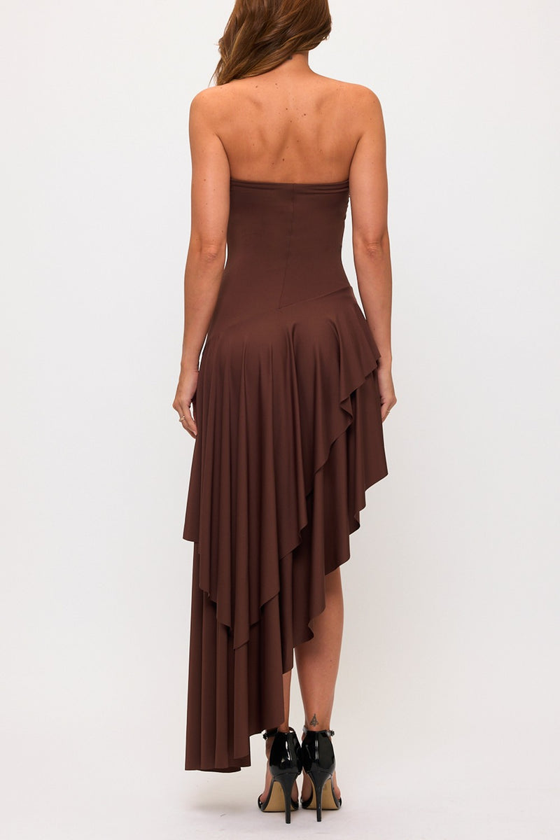 Double-layer Ruffle Asymmetrical Maxi Dress – TandyWear