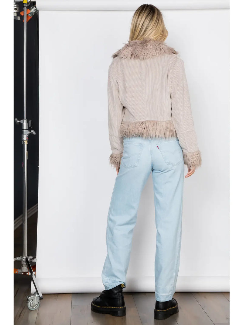 Faux Fur Trim Corduroy Jacket – TandyWear